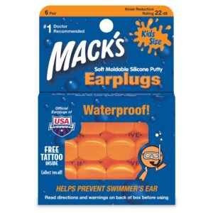 macks moldable silicone ear plugs, kids size, 6 pair 6 count (pack of 6)