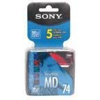 sony mini disc with storage case, 5mdw74