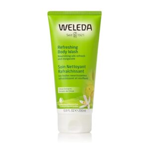 weleda refreshing citrus body wash, 6.8 fluid ounce, gentle plant rich cleanser with lemon peel and sesame seed oils