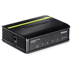 trendnet 5-port unmanaged 10/100 mbps greennet ethernet desktop plastic housing switch, 5 x 10/100 mbps ports, 1gbps switching capacity, te100-s5