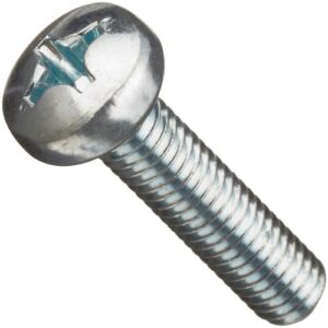 small parts steel machine screw, zinc plated finish, pan head, phillips drive, 5mm length, m2.5-0.45 metric coarse threads (pack of 100)