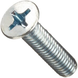 small parts steel machine screw, zinc plated finish, flat head, phillips drive, 50mm length, m6-1 threads (pack of 50)