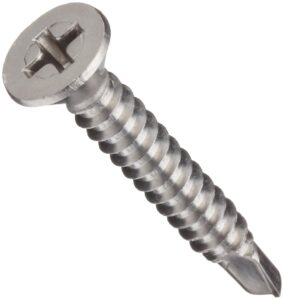 small parts stainless steel sheet metal screw, plain finish, flat head, phillips drive, self-drilling point, 3/4" length, #6-20 threads (pack of 100)