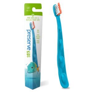 preserve kids toothbrushes, made in the usa from recycled plastic, soft bristles, colors vary, 1 count