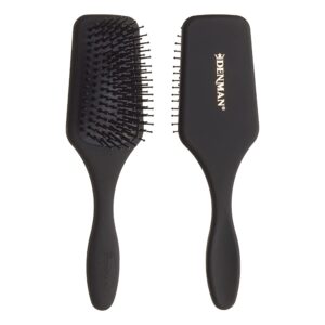 denman (black) mini paddle cushion hair brush for blow drying, detangling & on the go travel - comfortable styling, straightening & smoothing - for women and men, d84