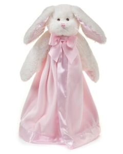 bearington baby bunny snuggler, 15 inch pink rabbit plush stuffed animal security blanket lovey for babies