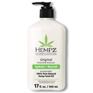 hempz original, natural hemp seed oil body moisturizer with shea butter and ginseng, original scent, floral banana, 17 fl.oz ( packaging may vary )