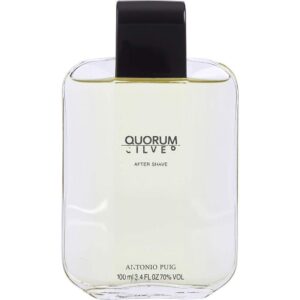 quorum silver by antonio puig for men. aftershave 3.4 oz