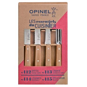 opinel essentials kitchen knives box set - natural