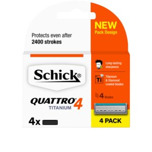 schick quattro cartridges, titanium coated blades, 4 cartridges