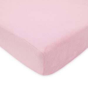 american baby company heavenly soft chenille fitted crib sheet 28" x 52", warm and cozy neutral chenille sheet, pink, for boys and girls, fits crib and toddler bed mattresses