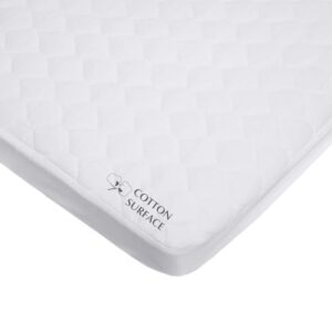 american baby company waterproof cradle/bassinet mattress protector, quilted cotton fitted cradle/ bassinet mattress pad cover, white, 36" x 18"