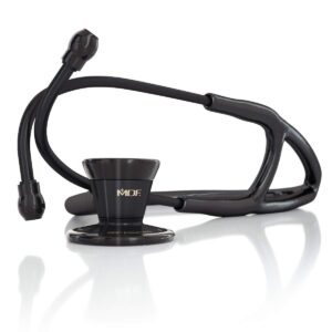 mdf instruments, procardial cardiology stethoscope, stainless steel, adult, dual head, black tube, black chestpiece-headset, mdf797bo