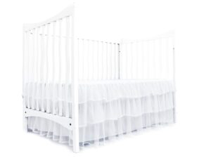 tadpoles triple layer tulle crib skirt | 28" x 52" with a 16" drop | made of 100% polyester panels, 80% polyester & 20% cotton lining | soft, smooth & durable | ideal for babies | white