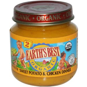 earth's best organic sweet potato, squash and chicken baby food, 4 oz jar