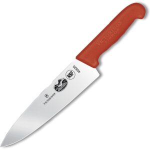 victorinox chef's, 8" blade, 2" at red fibrox pro handle