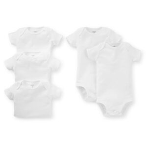 carter's unisex baby short sleeve white (qty 5) bodysuits -18 months