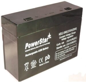 powerstar agm 12v, 5ah sla battery, rbc10, rbc21 replacement battery recessed terminals