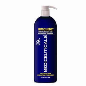 mediceuticals bioclenz shampoo - anti-shedding shampoo for women and men - shampoo for hair loss due to telogen effluvium - postpartum hair loss shampoo - for normal hair and scalp 33.8 oz (1l)