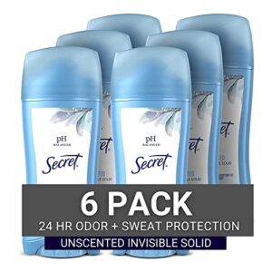 secret antiperspirant and deodorant women, original unscented invisible solid, ph balanced, 2.6 oz (pack of 6)