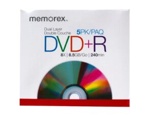 memorex 8.5gb 8x double layer dvd+r (5 pack)