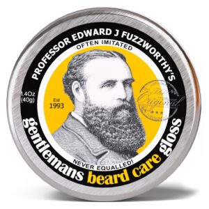 professor fuzzworthy's beard balm gloss leave in conditioner all natural organic beard care with leatherwood honey & essential plant oils | handmade in tasmania australia- 40g