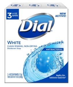 dial antibacterial deodorant soap, white, 4 ounce (pack of 3) bars