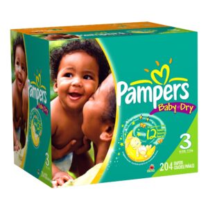 pampers baby dry diapers economy plus pack, size 3, 204 count