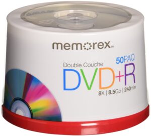 memorex 8.5 gb 8 x double layer dvd+r - 50 pack spindle