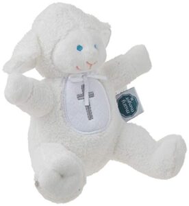 mary meyer baby rattle soft toy, 5-inches, christening lamb,white