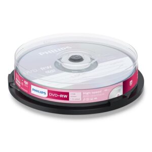 philips dvd-rw 4.7gb data/120 min video, 4x speed recording 10er spindel