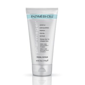 pharmagel enzyme ex-cell - gentle papaya face exfoliator scrub for all skin types - 6 ounces