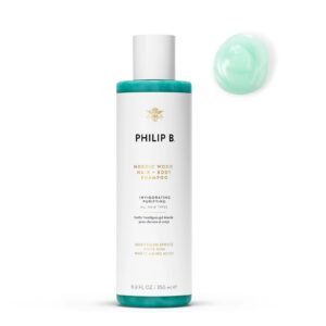 philip b nordic wood hair + body shampoo | invigorating and purifying hair and body shampoo that lathers up luxuriously, 11.8 oz.