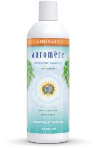 auromere ayurvedic shampoo, neem + 5 - vegan, cruelty free, non-gmo, natural, gluten free, sulfate free, paraben free for normal to oily hair (16 fl oz), 1 pack