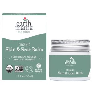 earth mama organic skin & scar balm |c-section recovery skin care, pregnancy stretch mark scar cream with organic jojoba oil, tamanu oil & gotu kola