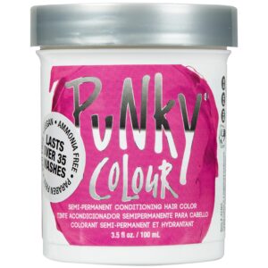 punky flamingo pink semi permanent hair color, conditioning vegan hair dye, non-damaging formula, ppd & paraben-free, long-lasting vibrant pink hair color, up to 40 washes, hair care, 3.5 oz