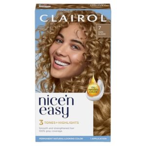 clairol nice'n easy permanent hair dye, 7 dark blonde hair color, pack of 1