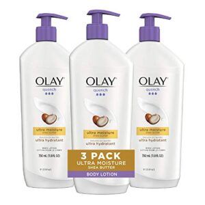 body lotion by olay, quench ultra moisture with shea butter, 11.8 fl oz (pack of 3)