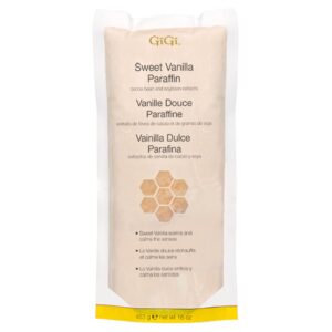 gigi paraffin wax, sweet vanilla paraffin bath wax with spa quality finish, with cocoa bean and soybean extracts, 16 oz.