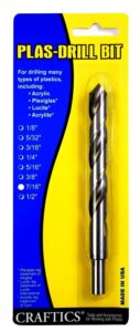 7/16" drill bit for plastic (acrylics, plexiglas, lexan, abs, pvc, and more) for hand held drills