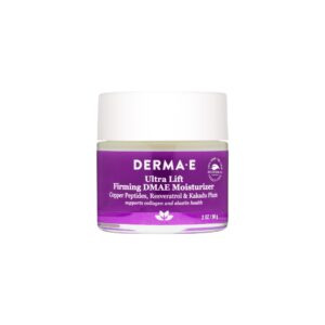 derma e firming dmae moisturizer - copper peptides, resveratrol & kakadu plum - supports collagen and elastin health– vegan facial skin care, 2oz