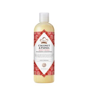 nubian heritage coconut papaya body wash cleanser for dry, dull skin polish + renew hydrating body wash 13 oz