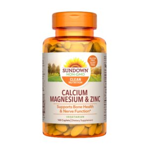 sundown calcium magnesium zinc, for immune support, supports bone and nerve health, 100 caplets