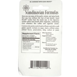 scandinavian formulas good breath parsley+sunflower 60 softgels