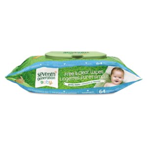 seventh generation free and clear wipes unscented - 64 wipes