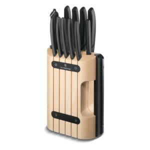 victorinox swiss classic cutlery, 11 pieces block knife set, set of 11, black, 6.7153.11