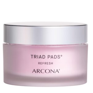 arcona triad pads - cold processed cranberry and rice toner, brightening toner pads for face, 45 facial toner pads. made in the usa.