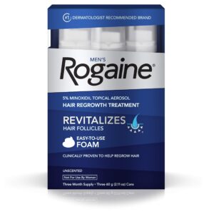 men's rogaine 5% minoxidil foam for hair loss and hair regrowth, topical treatment for thinning hair, 3-month supply ( pack of 3)