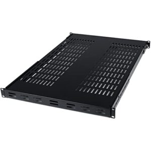 startech.com 1u adjustable vented server rack mount shelf - 175lbs - 19.5 to 38in adjustable mounting depth universal tray for 19" av/ network equipment rack - 27.5in deep , taa (adjshelf)