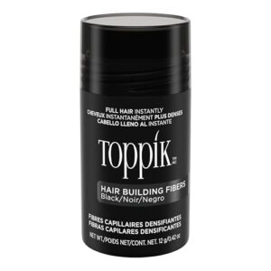 toppik hair building fibers, black, 12g fill in fine or thinning hair instantly thicker, fuller looking hair 9 shades for men women